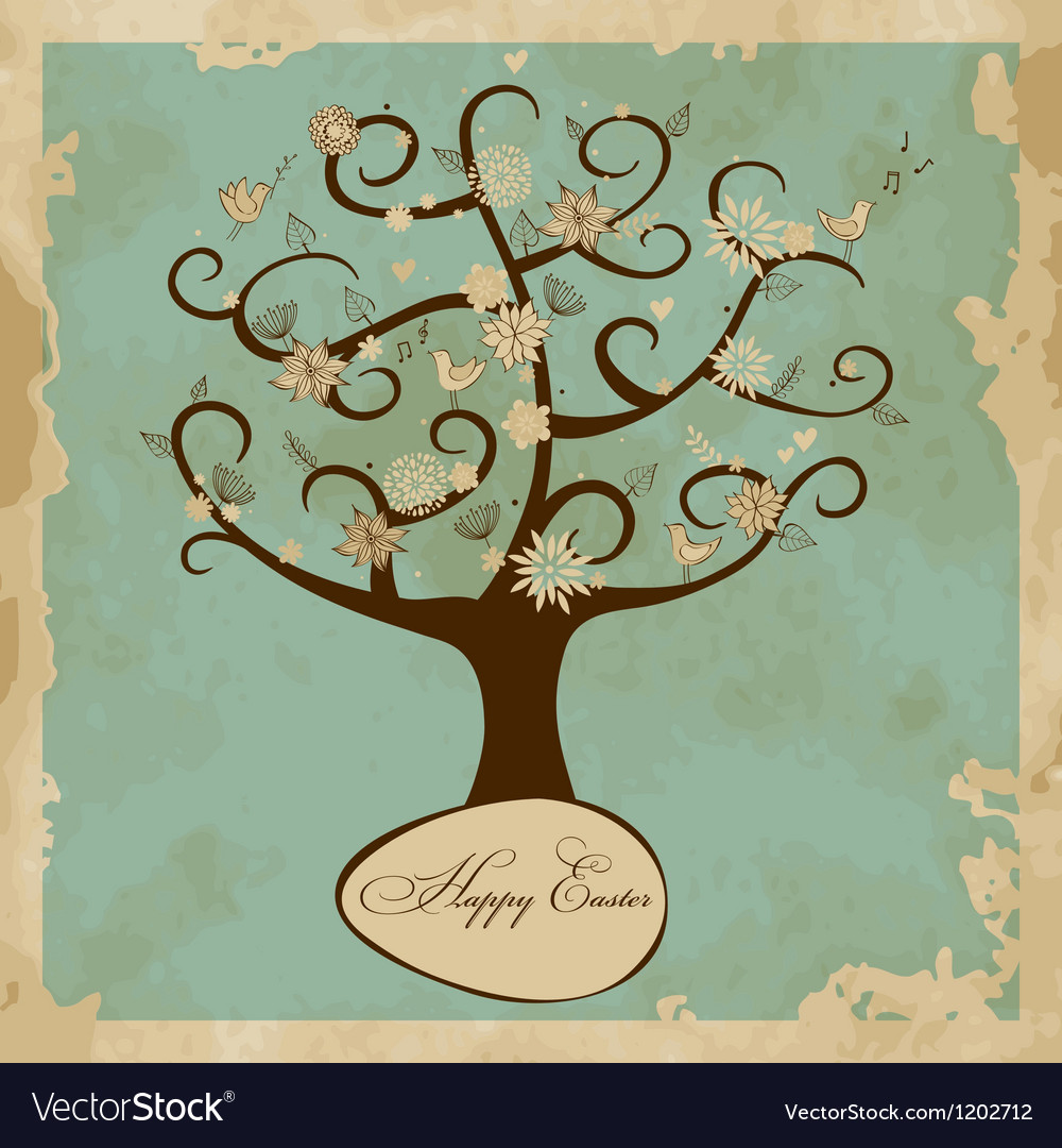 Card with Easter Tree Royalty Free Vector Image