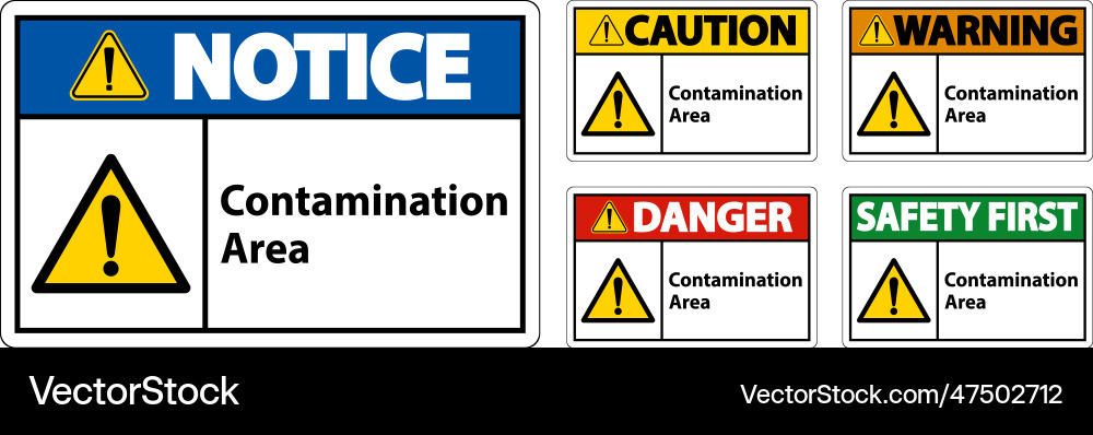 Contamination area warning sign on white Vector Image