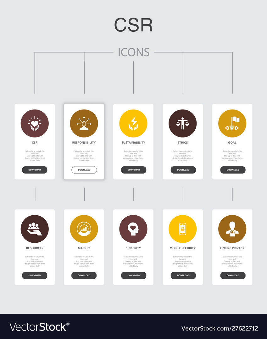 Csr infographic 10 steps ui design responsibility Vector Image