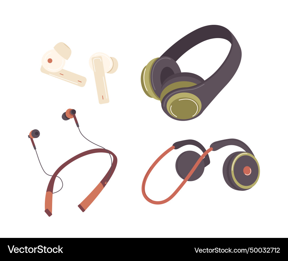 Different type of wireless headphones earbuds Vector Image