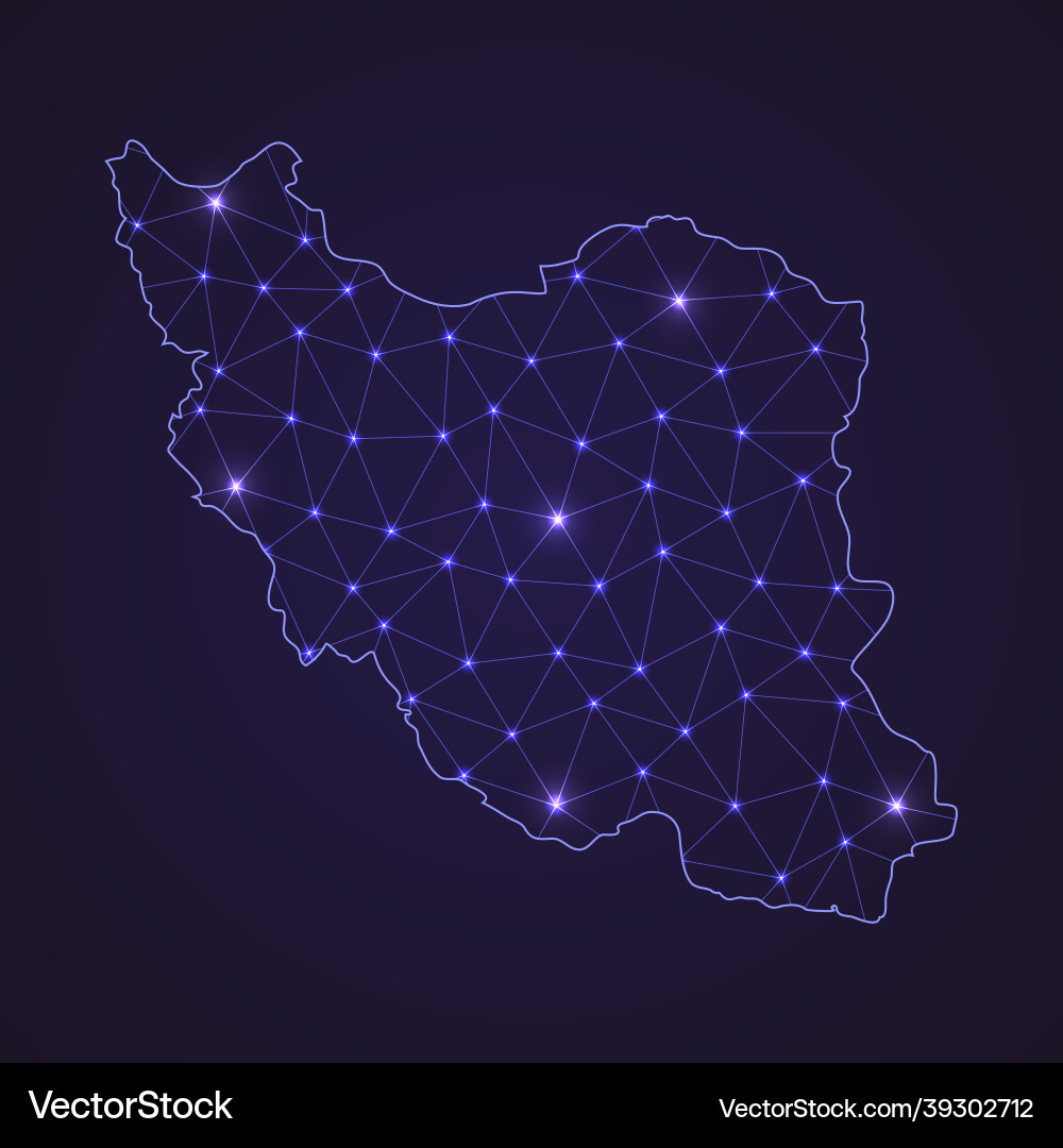 Digital network map of iran abstract connect line Vector Image