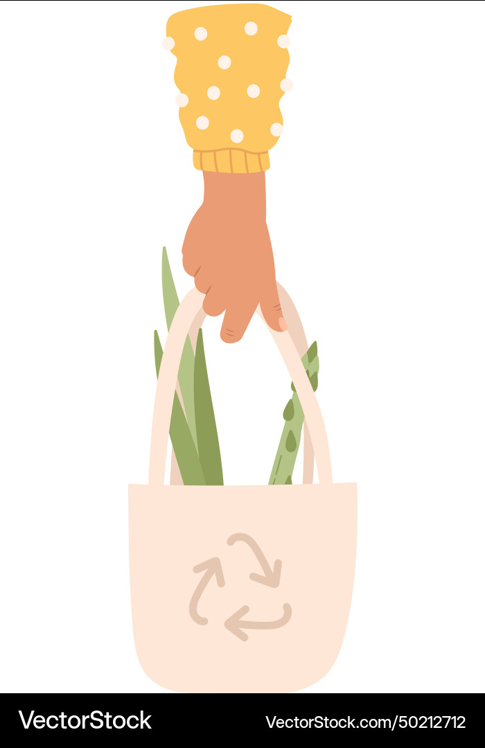 Hand holding eco products beg Royalty Free Vector Image