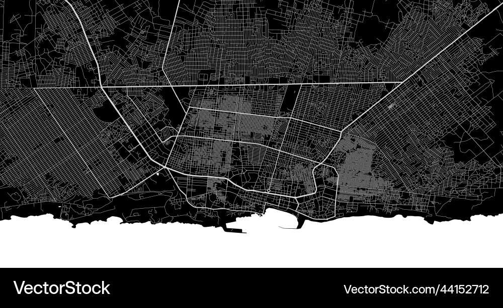 Mogadishu map detailed black map of Royalty Free Vector