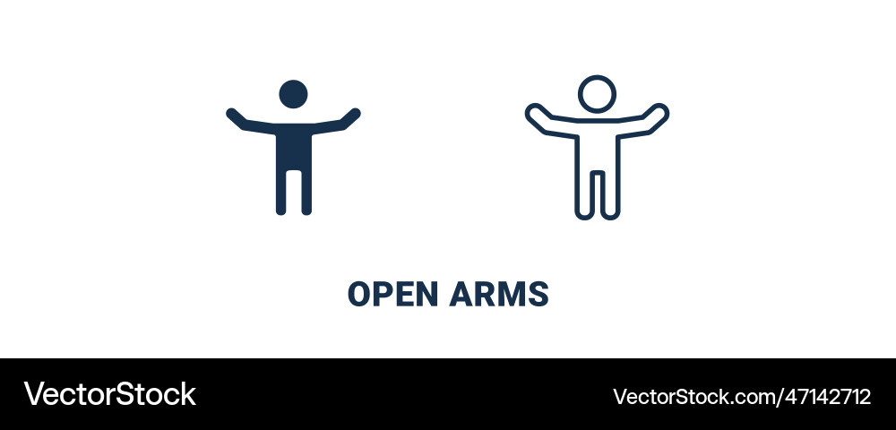 Open arms icon outline and filled Royalty Free Vector Image