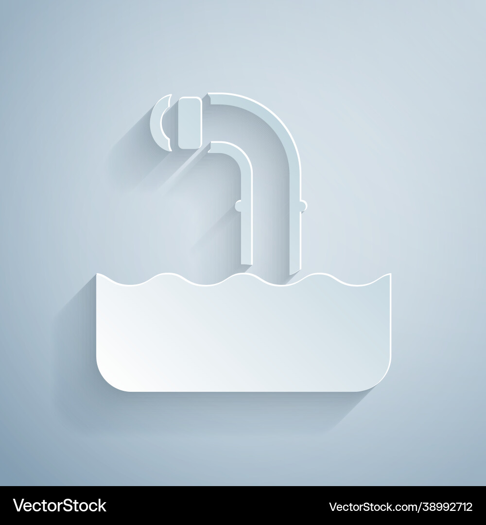 Paper cut periscope in waves above water Vector Image