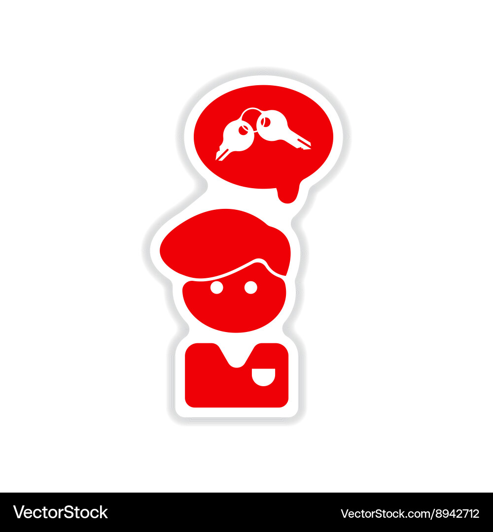 Paper sticker on white background people thought Vector Image