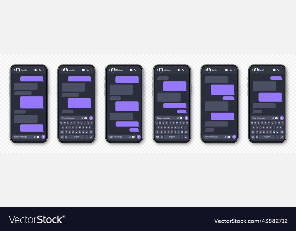 Realistic smartphone with messaging app blank sms Vector Image