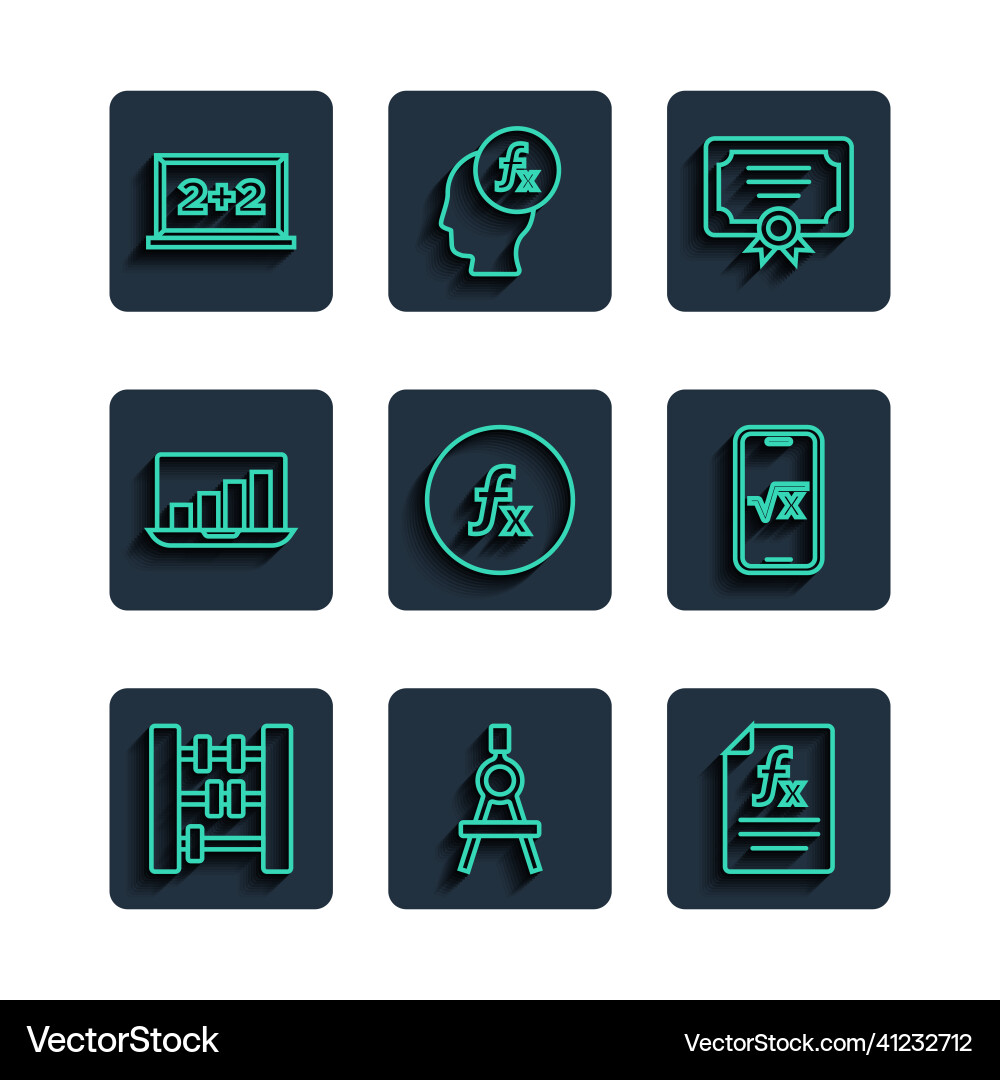 Set Line Abacus Drawing Compass Function Vector Image 5059