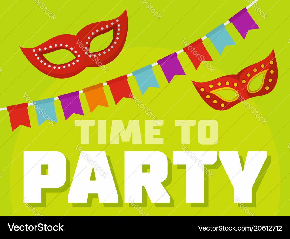 Time to party logo flat style Royalty Free Vector Image