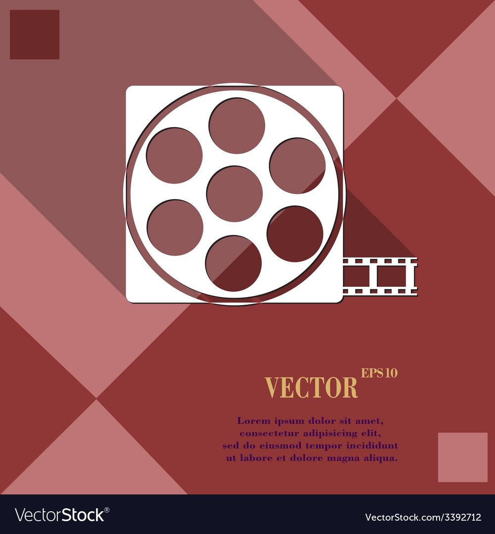 Video icon symbol flat modern web design with long