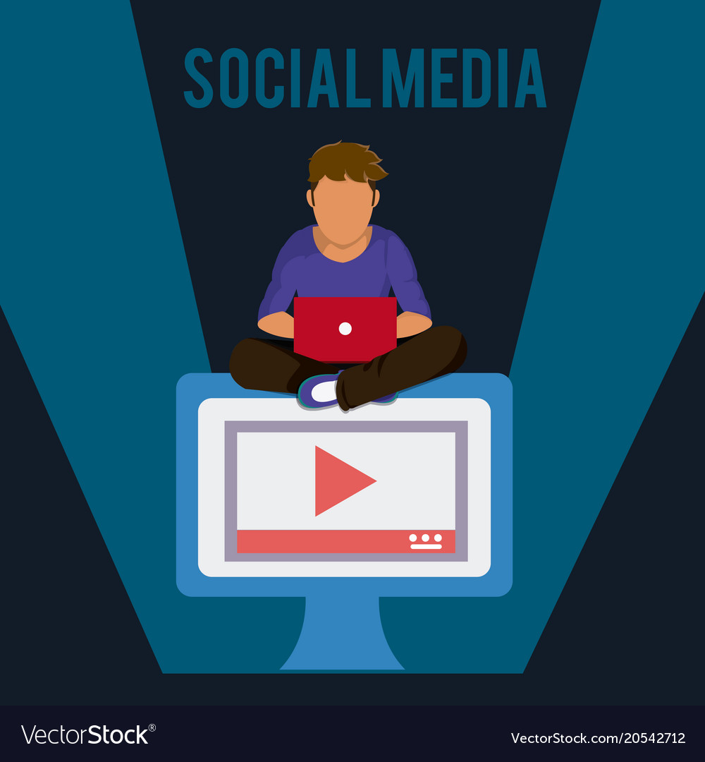 Young man using laptop Royalty Free Vector Image