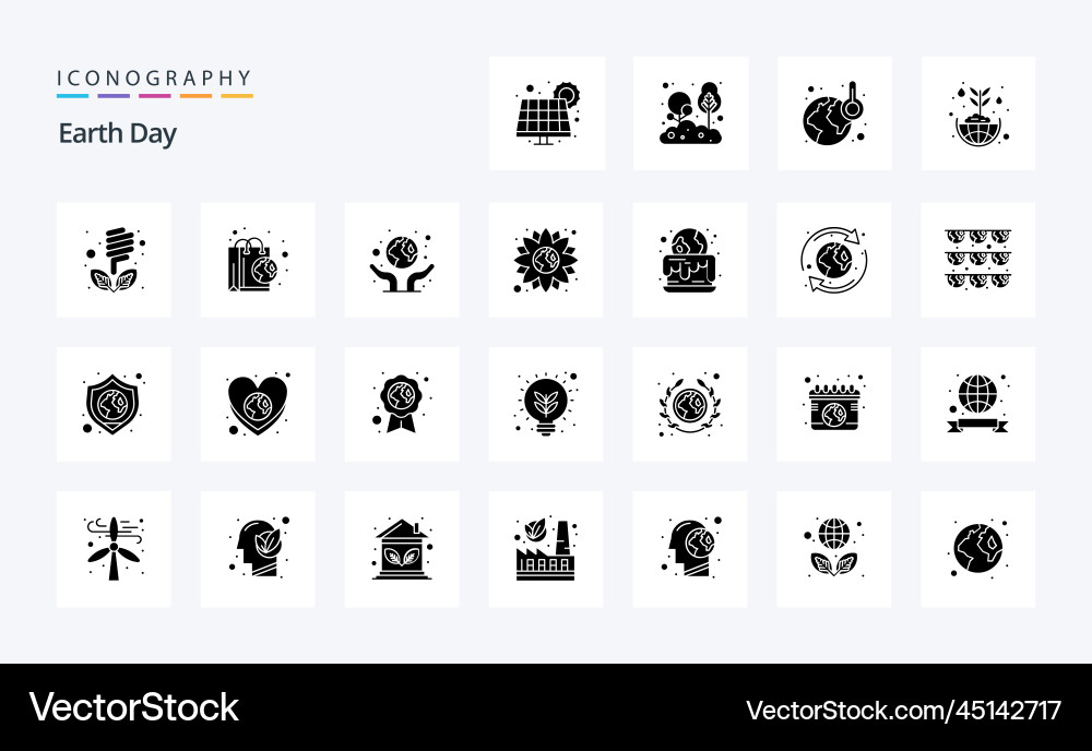 25 earth day solid glyph icon pack Royalty Free Vector Image