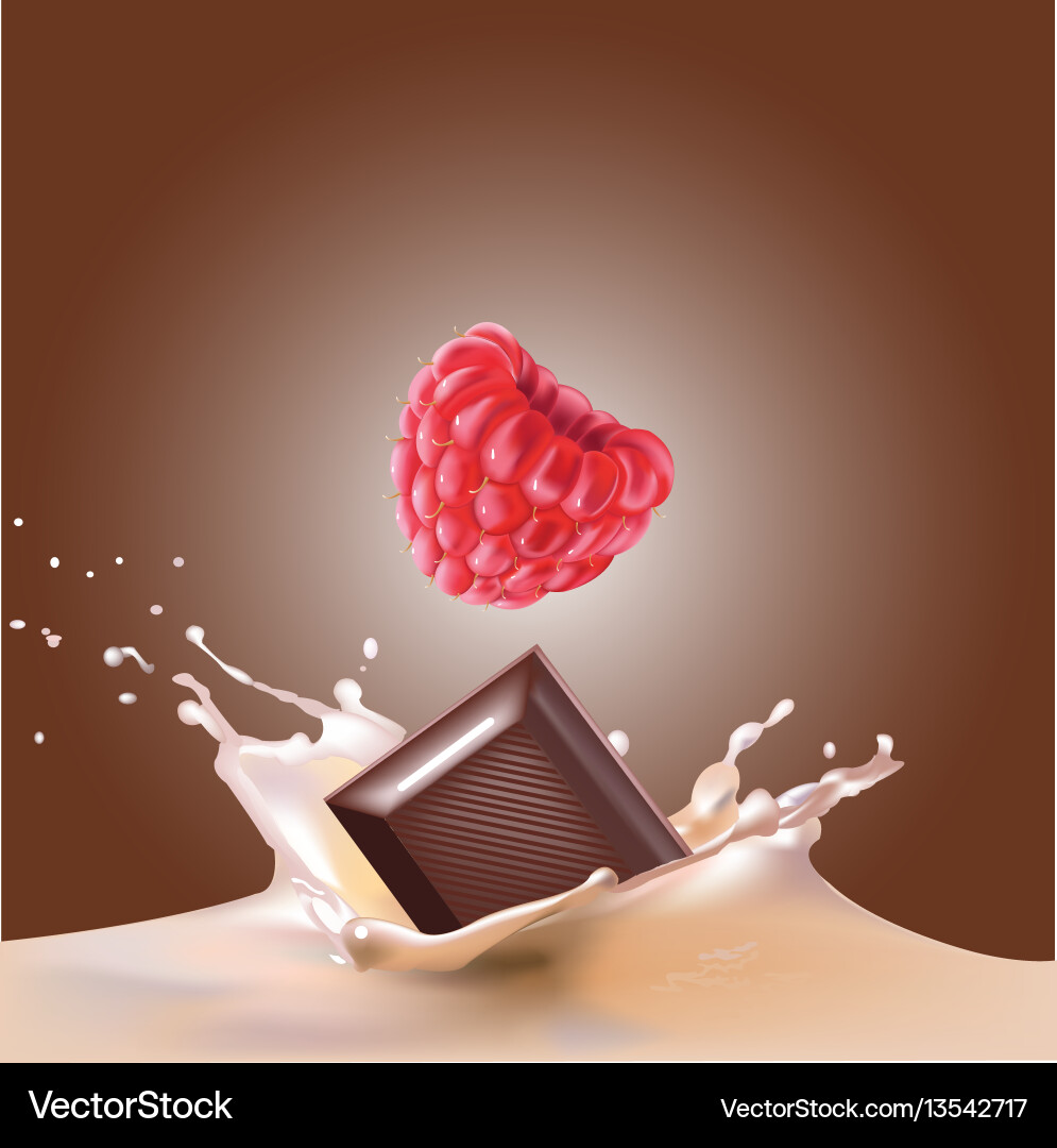 Beautiful raspberry and milk Royalty Free Vector Image
