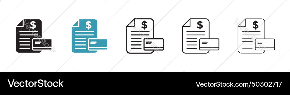Billing icon set bill receipt and invoice payment Vector Image