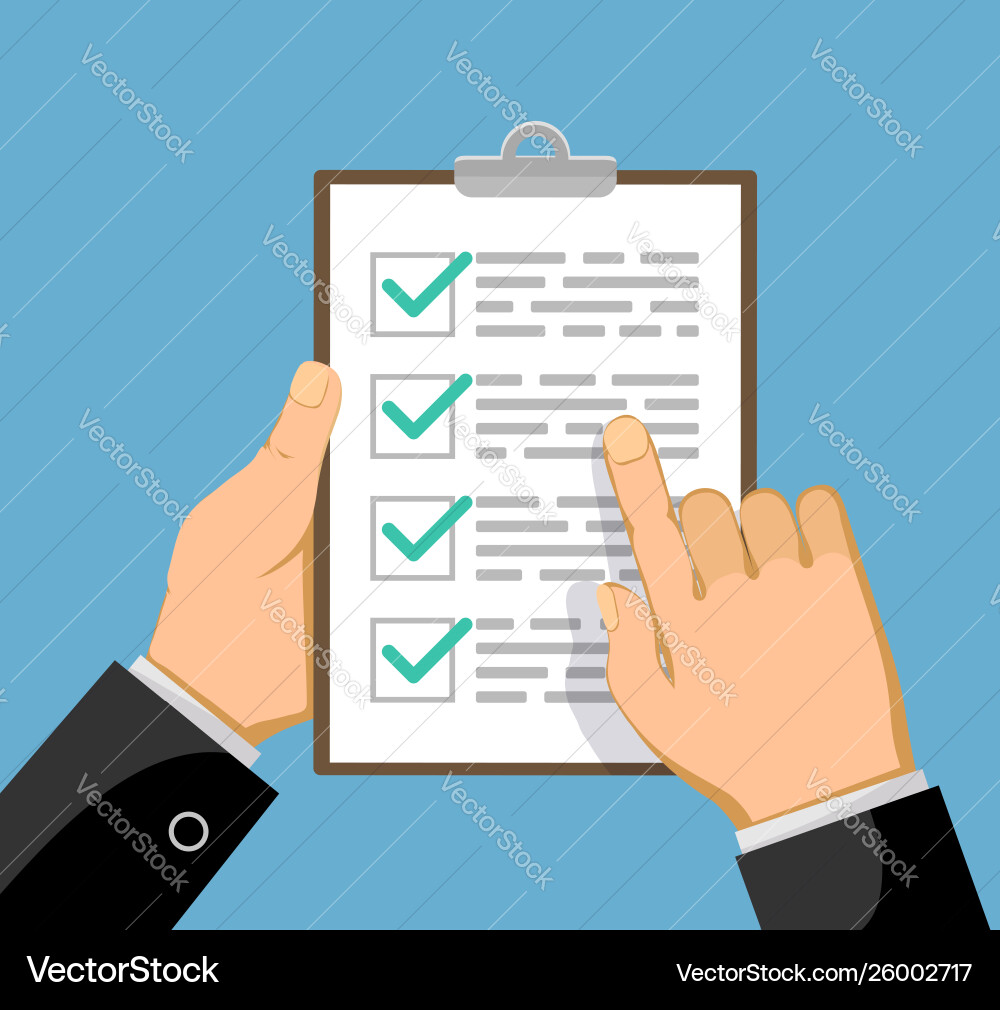 Businessman shows business plan or checklist Vector Image