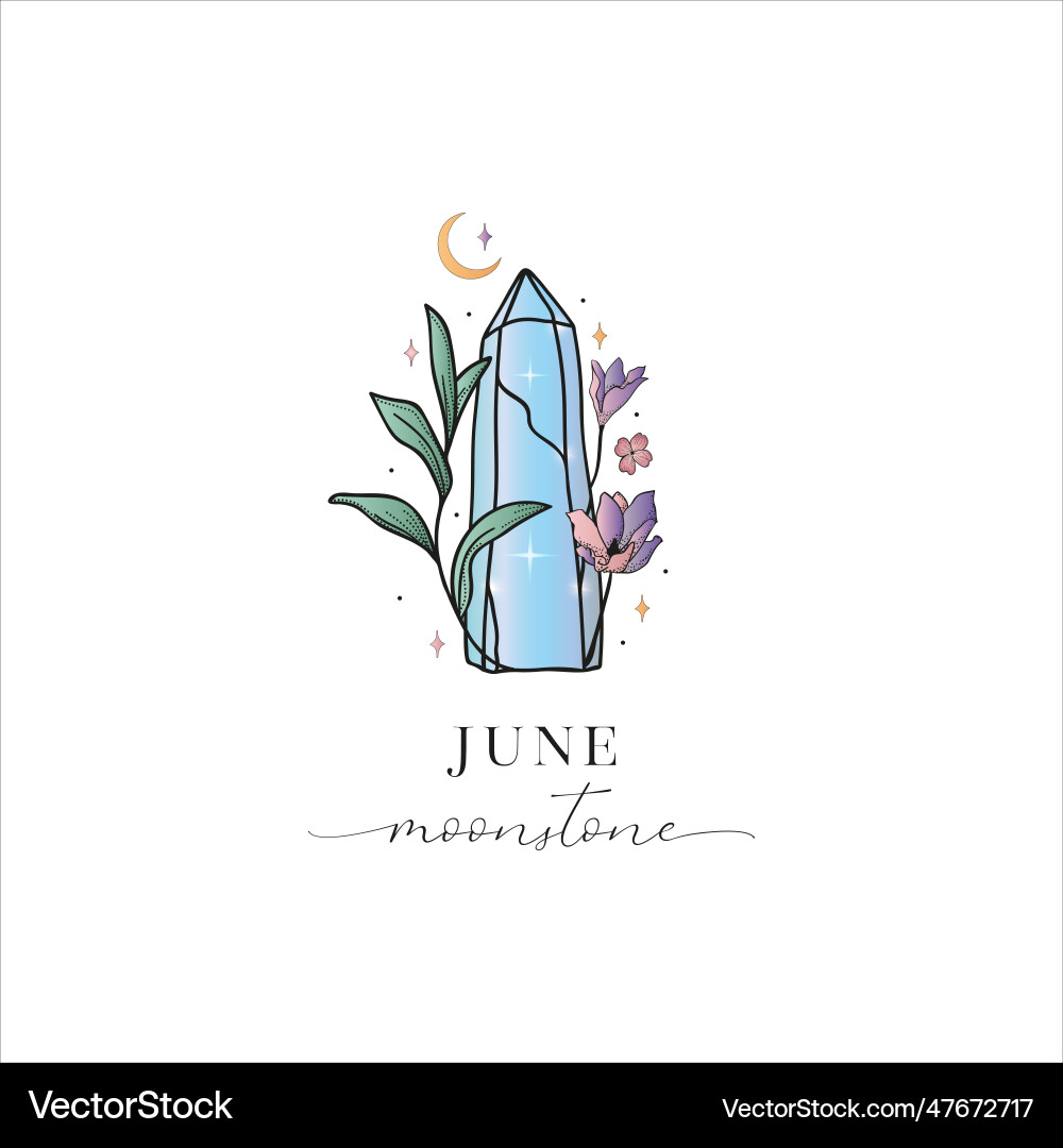 Colored flowered hand painted birthstones gem Vector Image