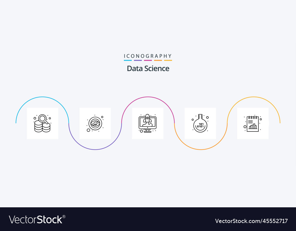 Data science line 5 icon pack including book lab Vector Image