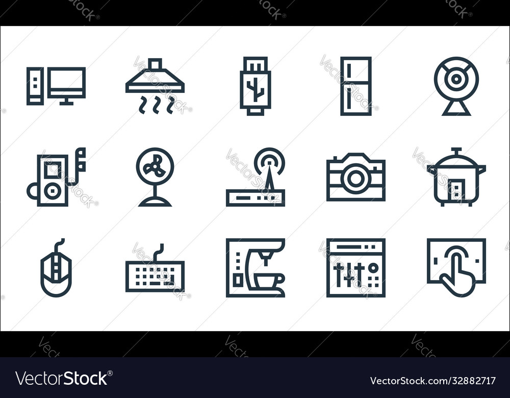 Electronics line icons linear set quality line Vector Image