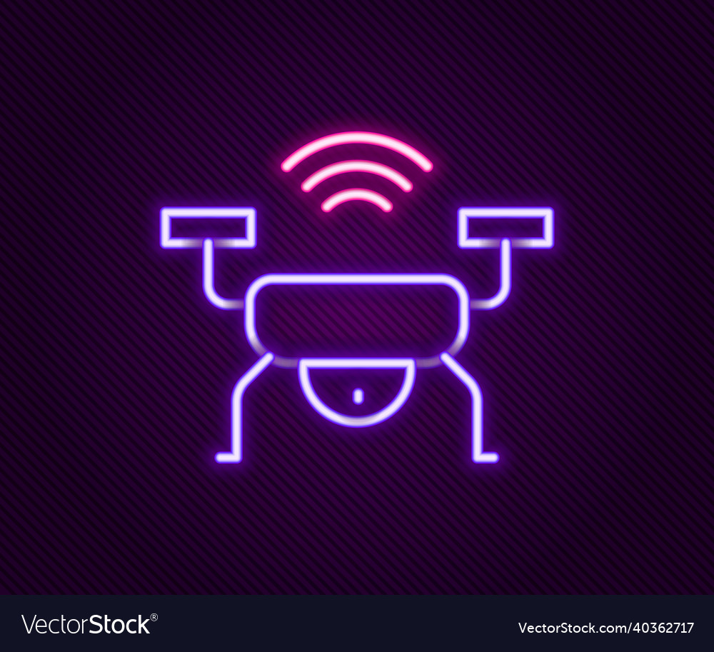 Glowing neon line smart drone system icon isolated Glowing neon line smart drone system icon isolated