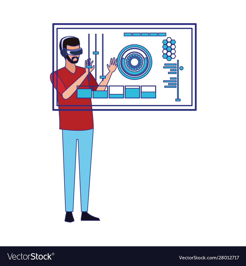 Man using technology augmented reality Royalty Free Vector