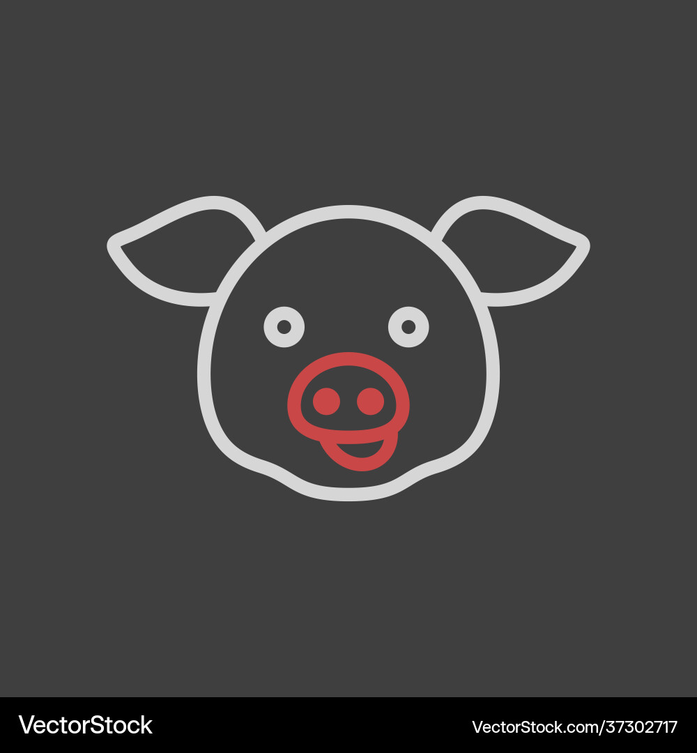 Pig flat icon animal head Royalty Free Vector Image