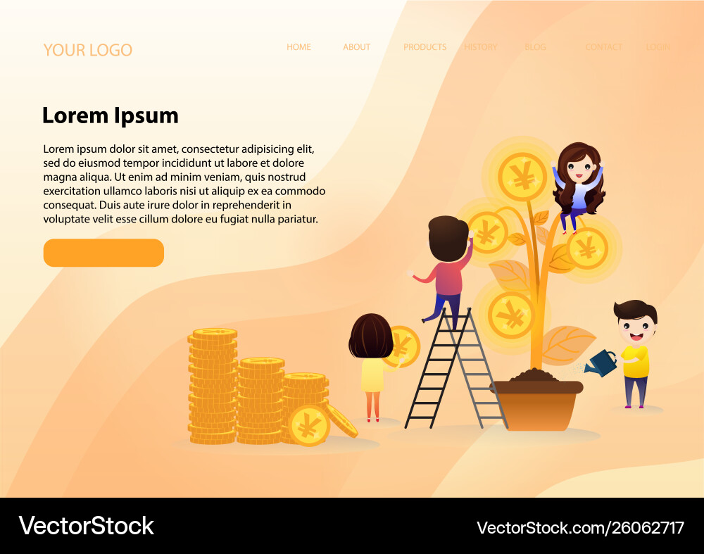 Team growing investment with tree leaf gold Vector Image