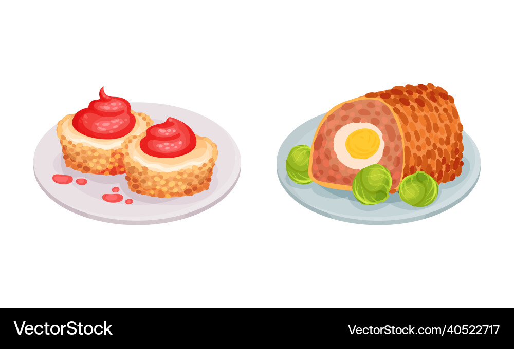 Traditional nutritious tasty dishes served Vector Image
