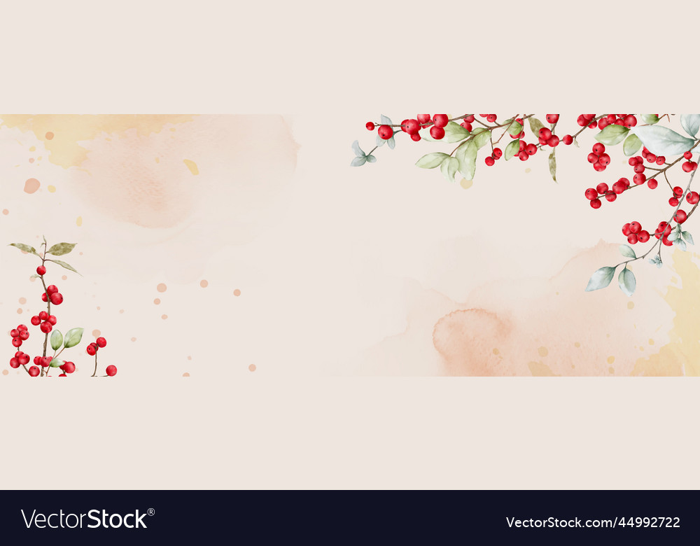 Abstract art watercolor of berries branches Vector Image