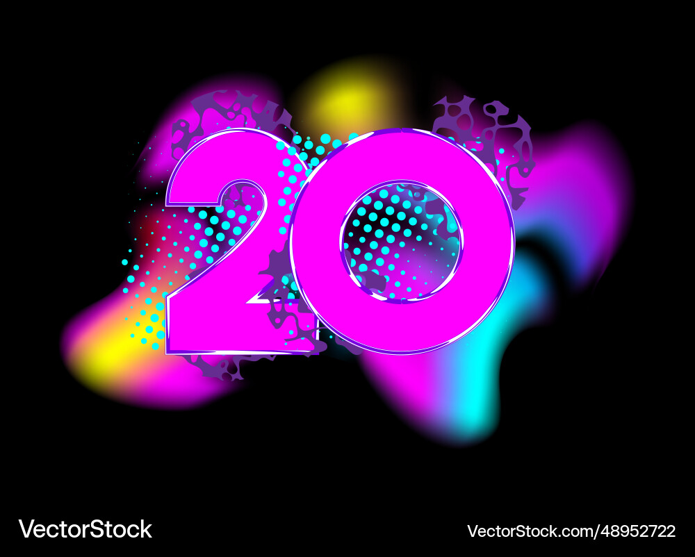 Colorful gradient halftone number 20 celebrating Vector Image