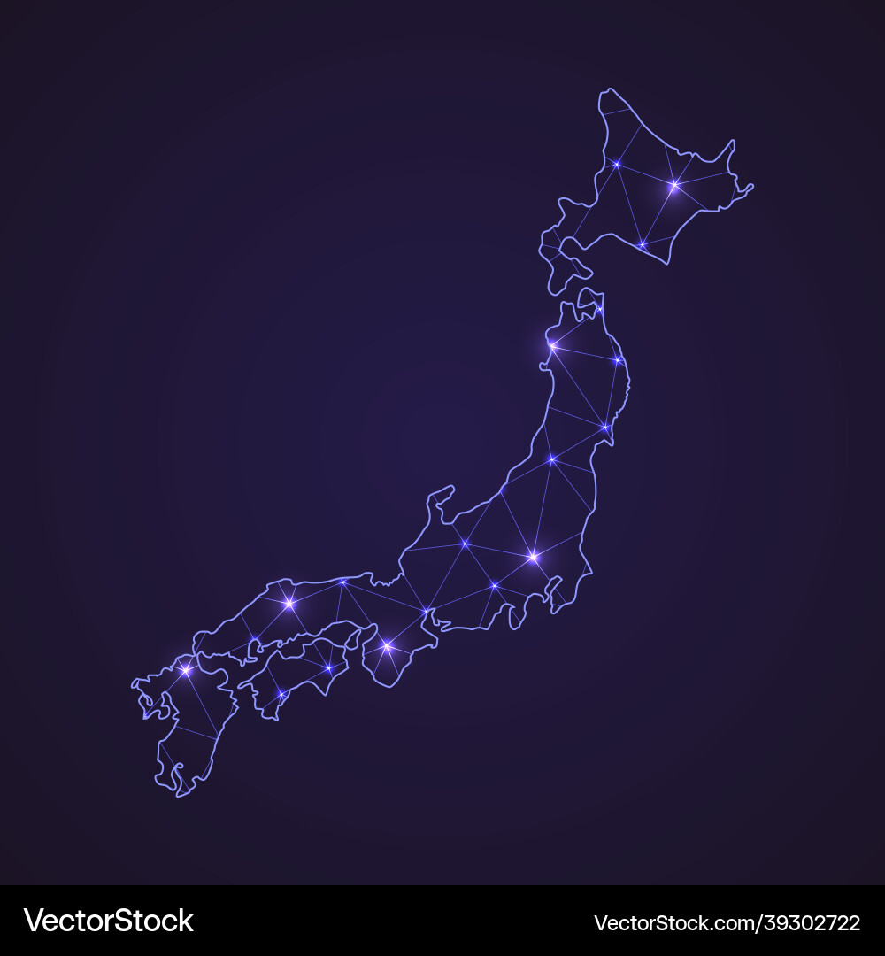 Digital network map of japan abstract connect Vector Image