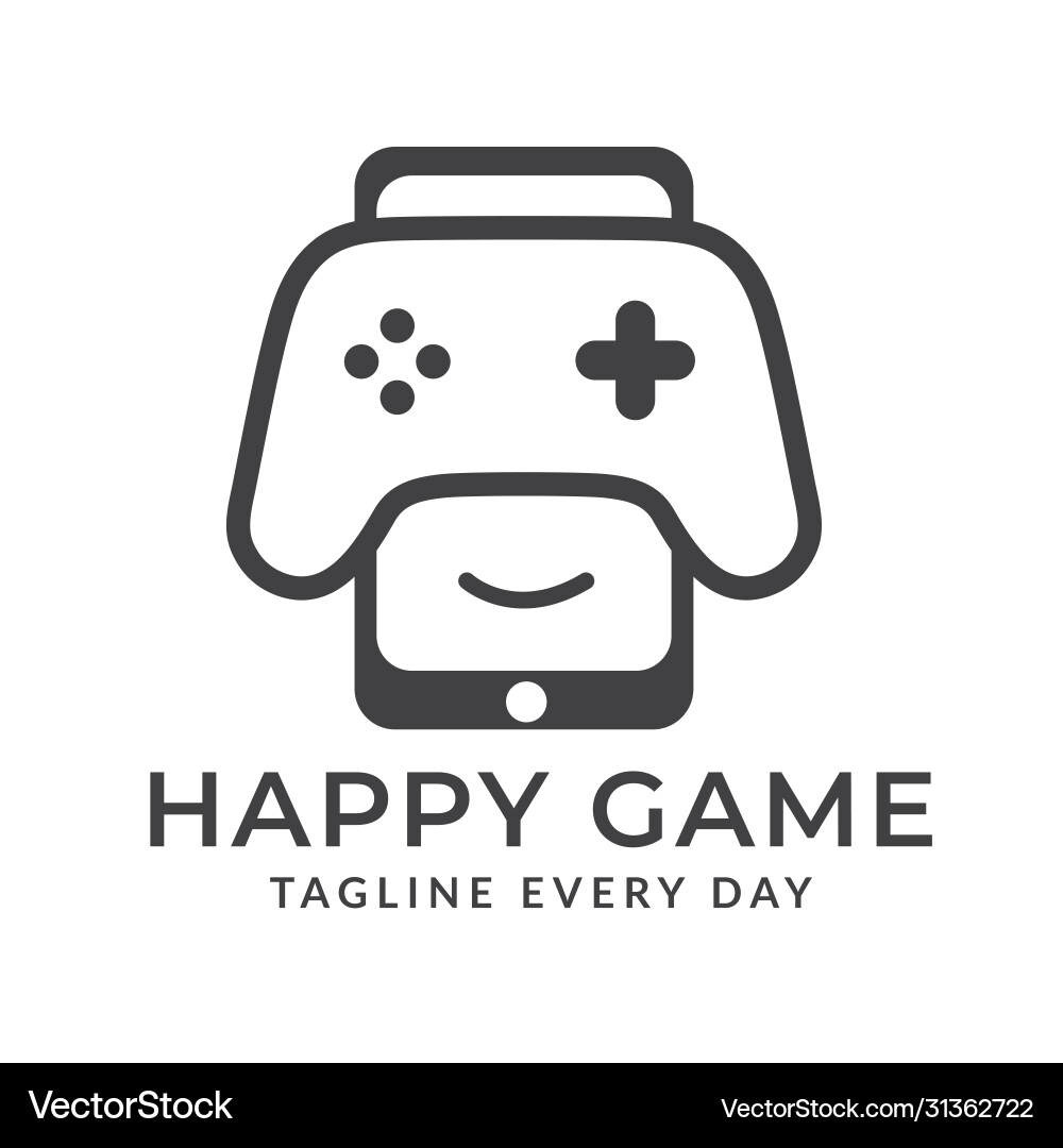 Happy gamer logo design template Royalty Free Vector Image