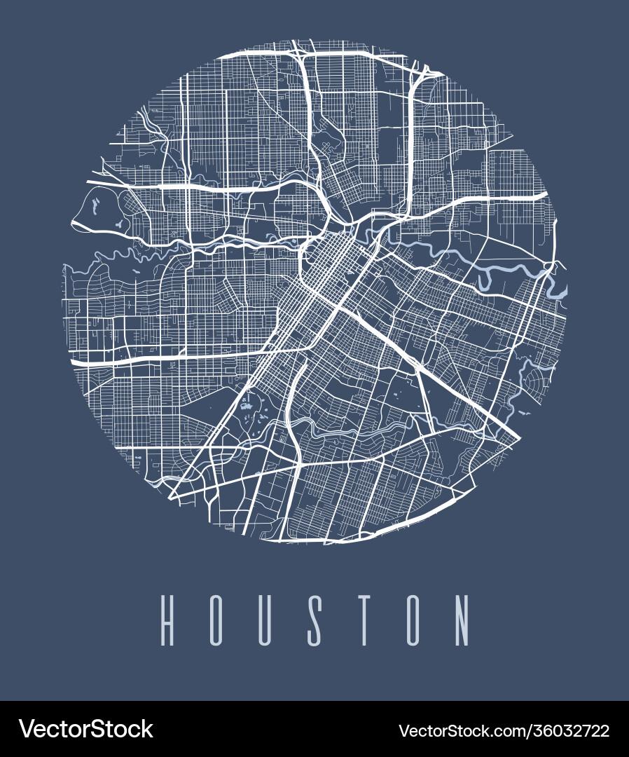 Houston map poster decorative design street map Vector Image