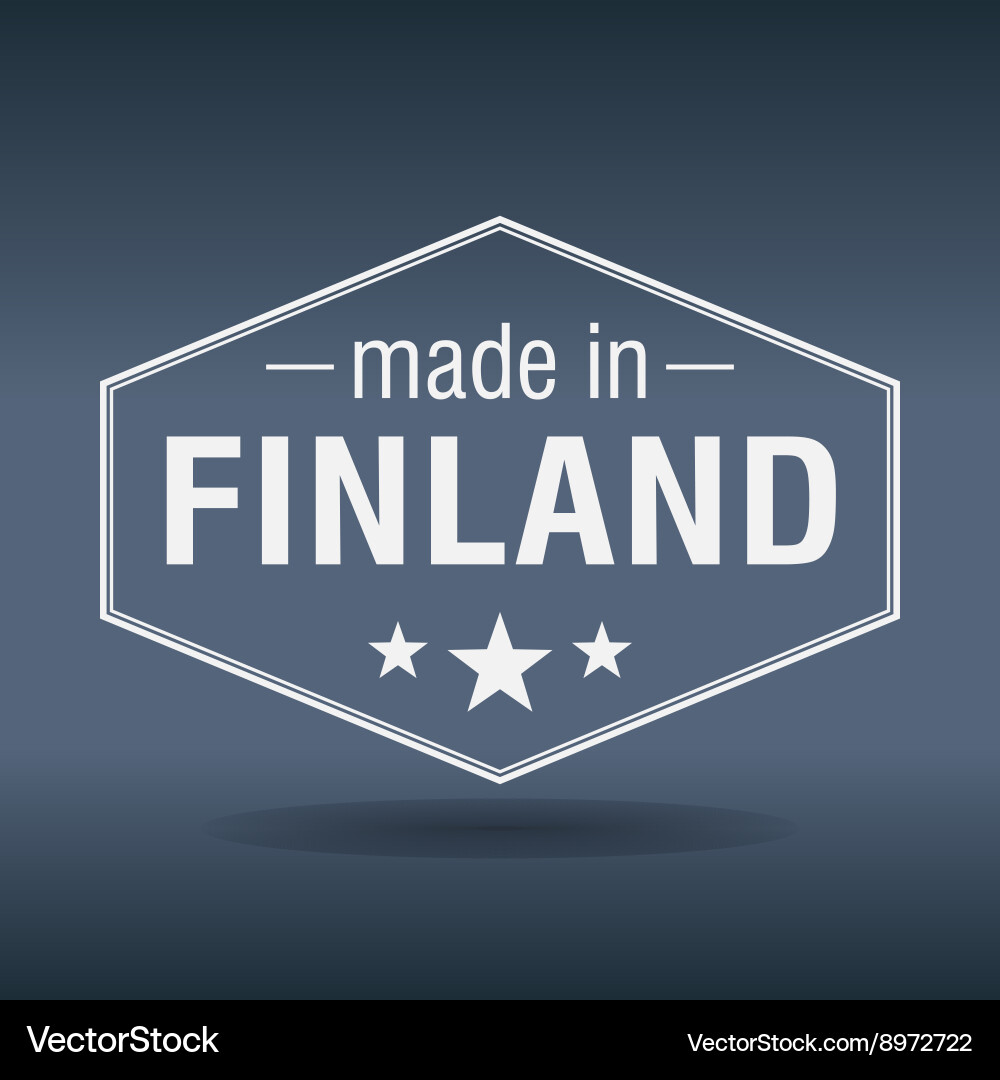 Made in finland hexagonal white vintage label Vector Image