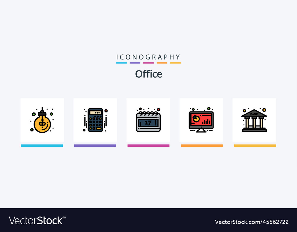 Office line filled 5 icon pack including Vector Image