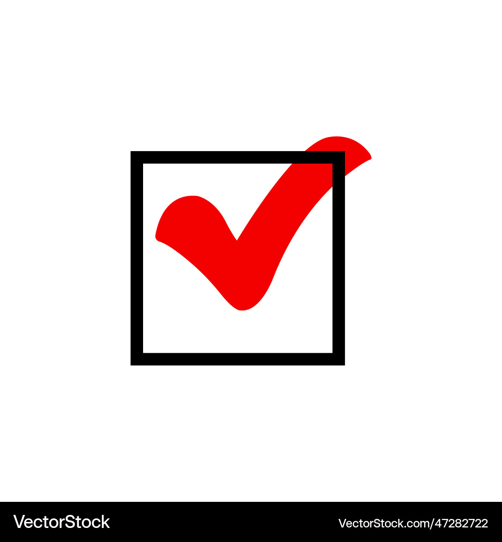 Red check mark icon in a box tick symbol Vector Image