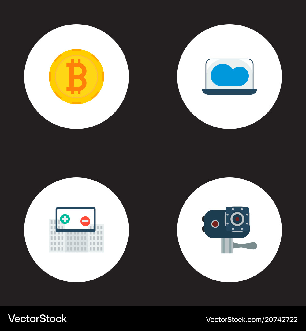 Set modern icons flat style symbols Royalty Free Vector