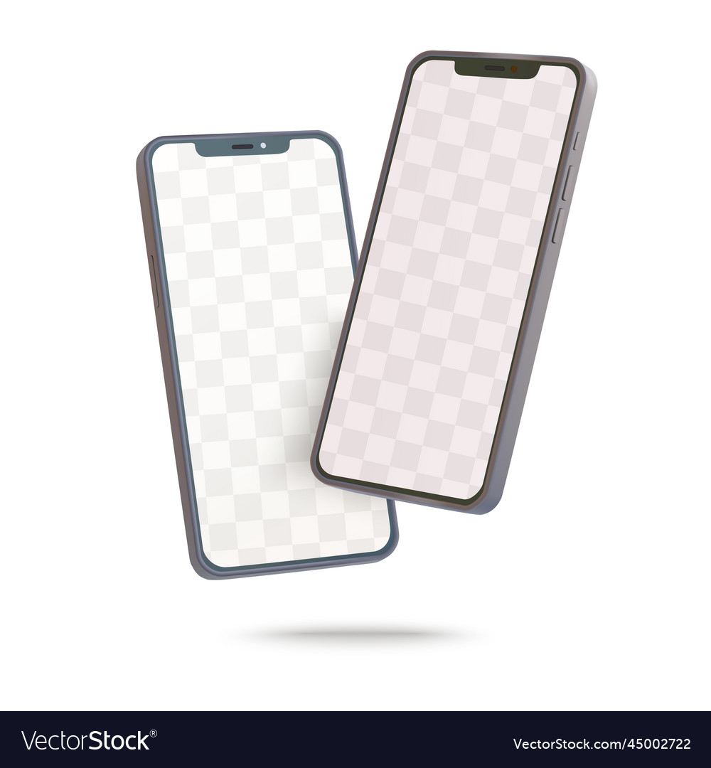Smartphones mockup isolated 3d realistic Vector Image