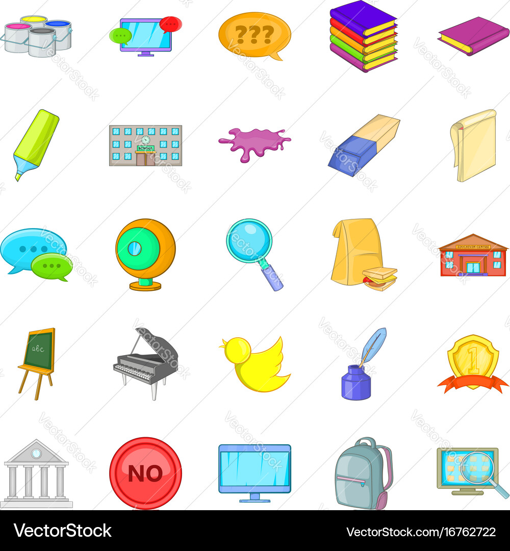 Student icons set cartoon style Royalty Free Vector Image