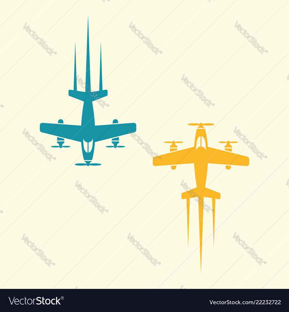 Two airplane isolated colored objects Royalty Free Vector