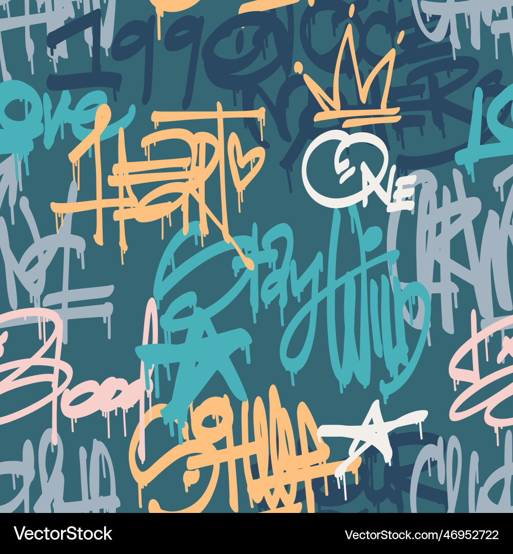 Urban typography seamless pattern with street art Vector Image
