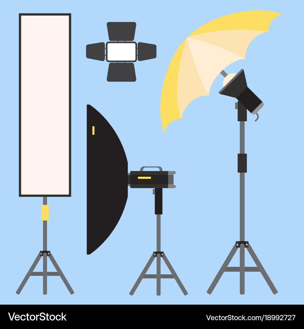 Camera photo studio icons optic lenses Royalty Free Vector