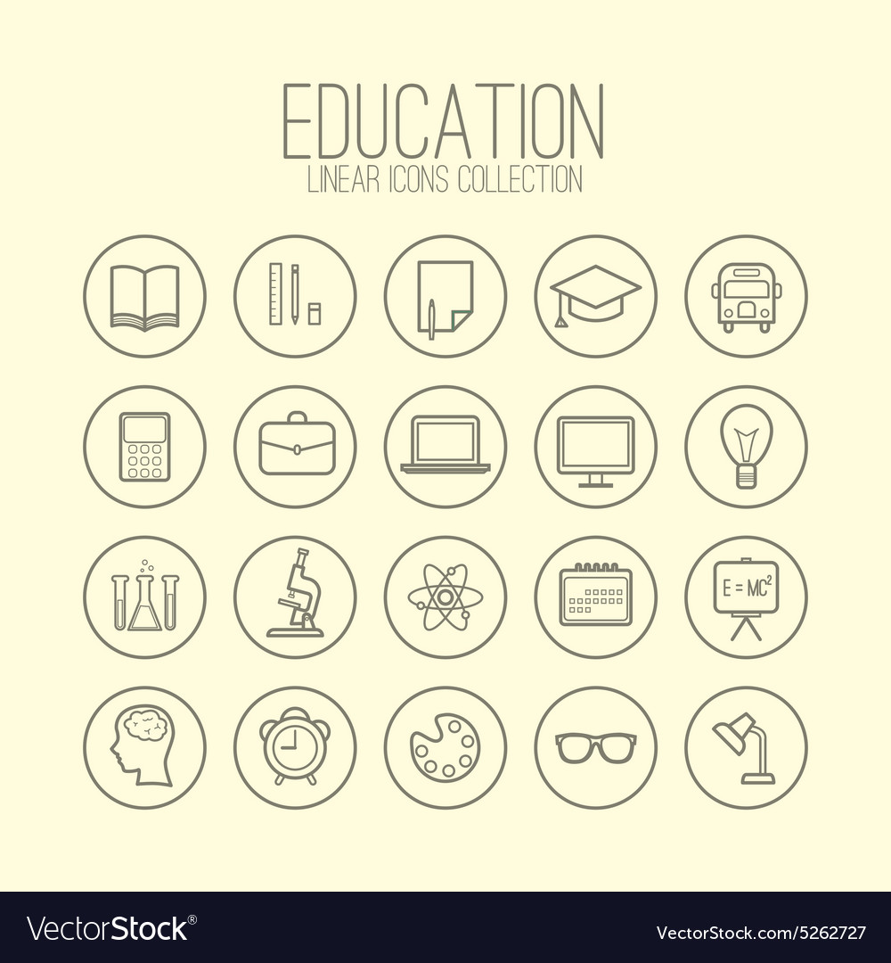 Education linear icons collection Royalty Free Vector Image
