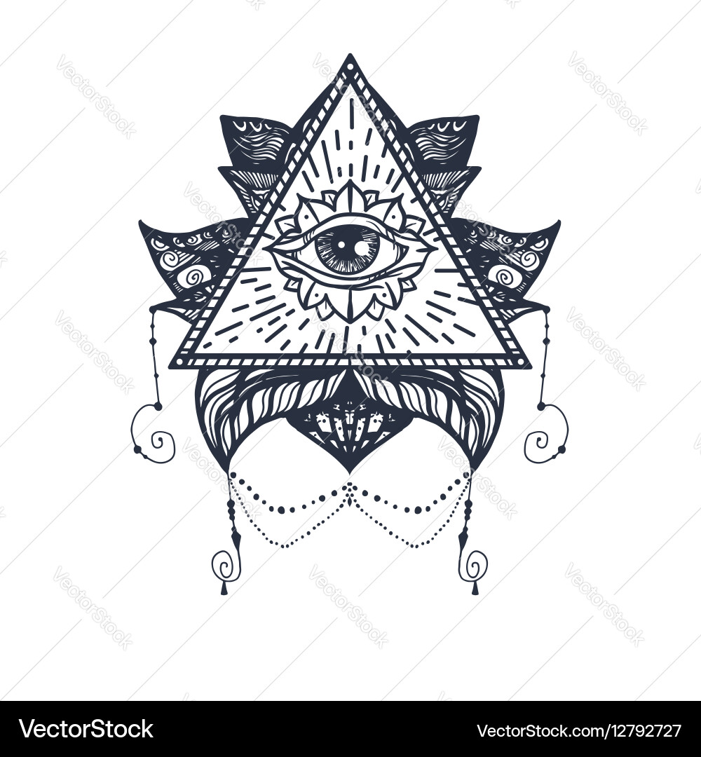 Eye on Lotus Tattoo Royalty Free Vector Image - VectorStock