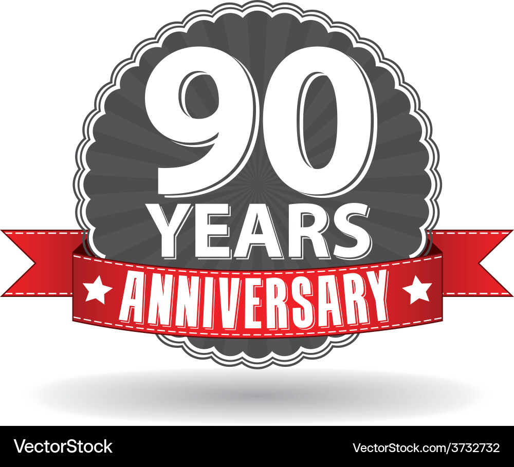 Celebrating 90 years anniversary retro label Vector Image