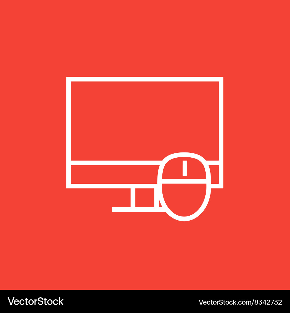 Computer monitor and mouse line icon Royalty Free Vector