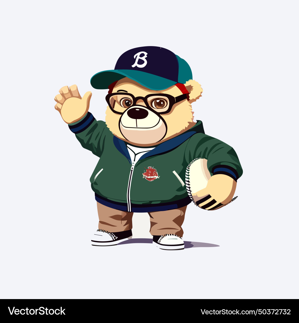 Cute teddy bear in rugby game Royalty Free Vector Image