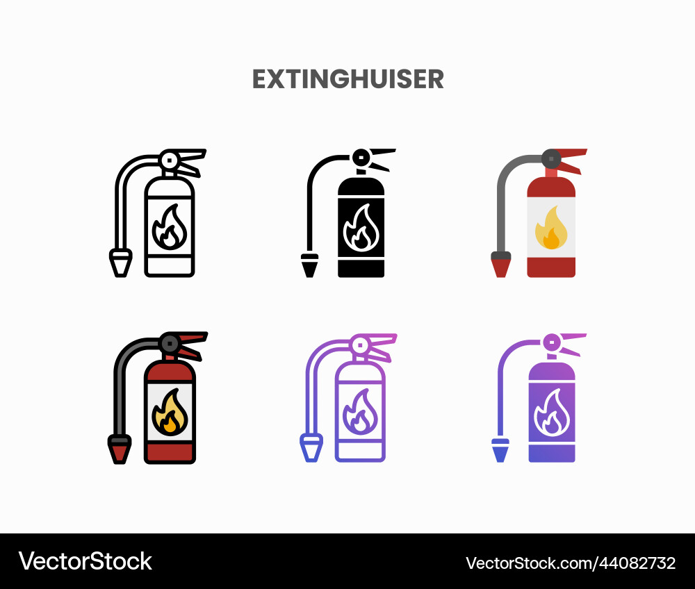 Fire extinguisher icon set with different styles Vector Image