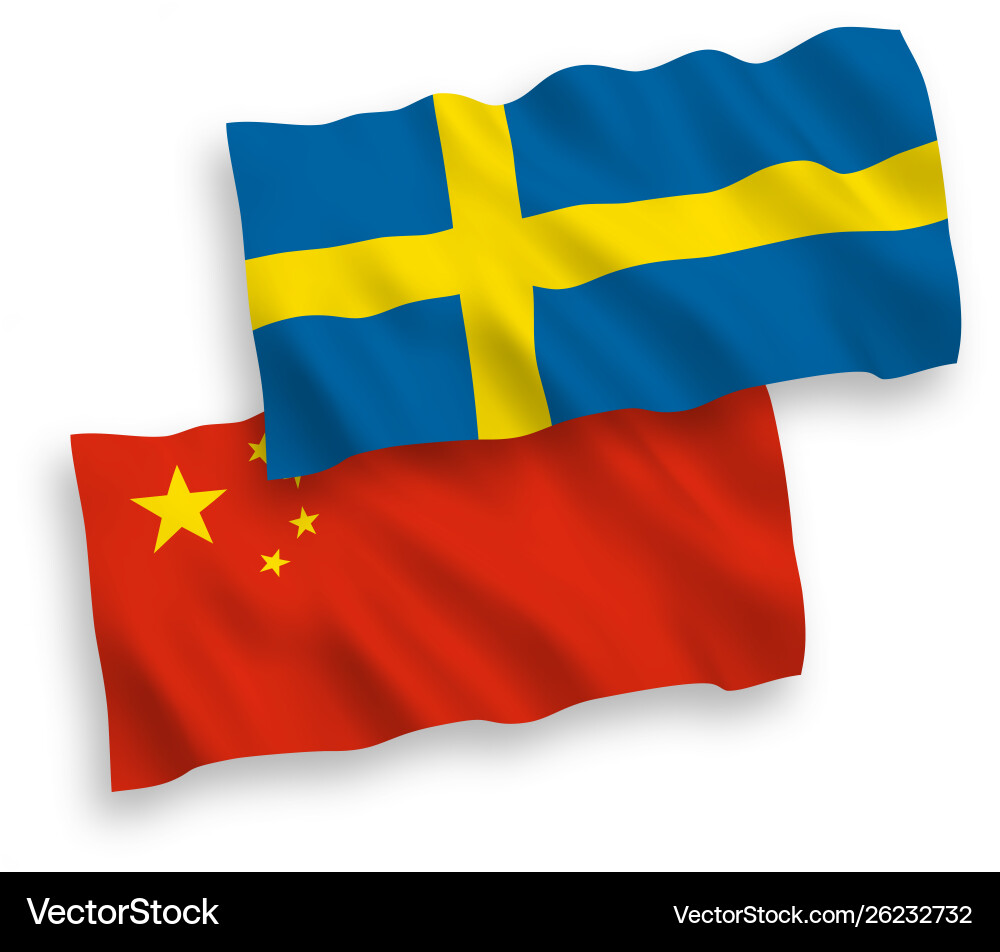 Flags sweden and china on a white background Vector Image