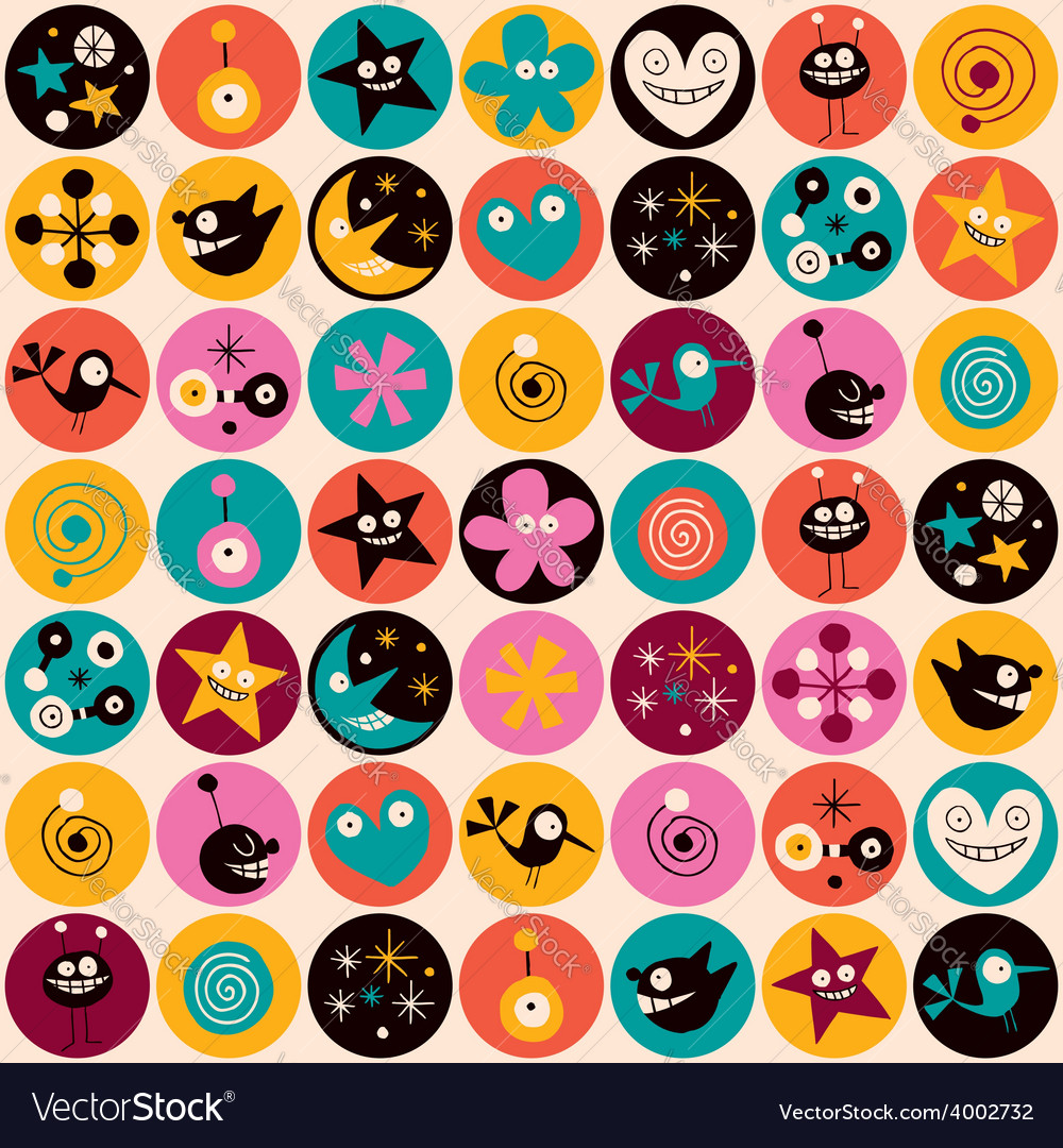Fun cartoon circles pattern Royalty Free Vector Image