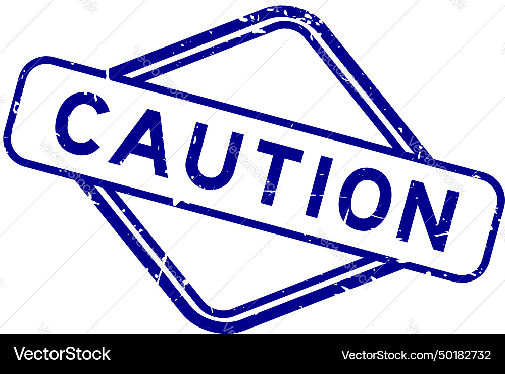 Grunge blue caution word rubber seal stamp Vector Image